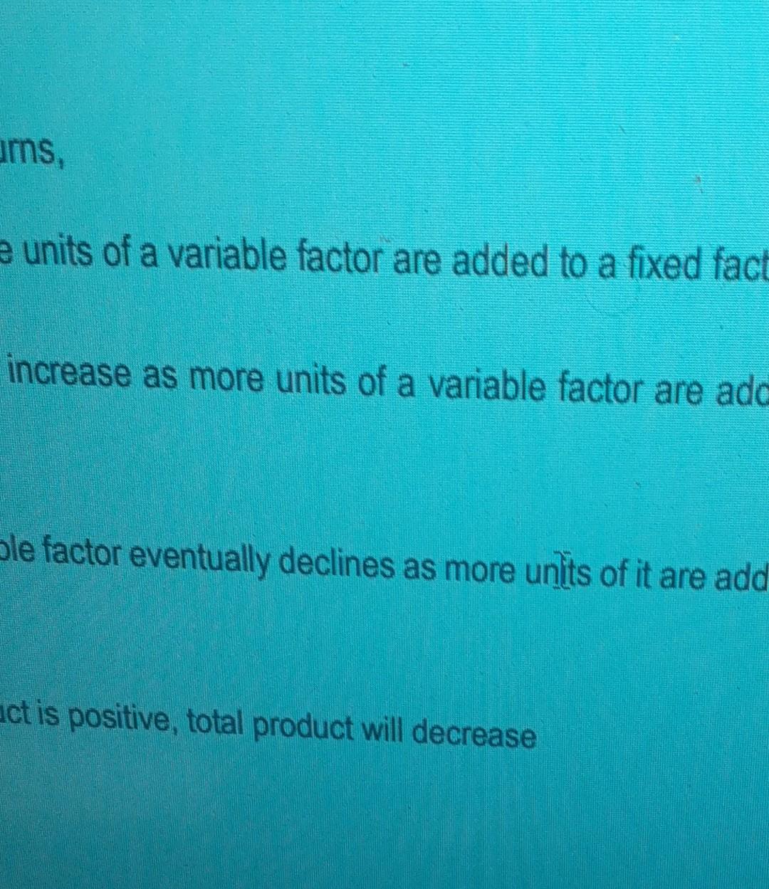 Solved Question 12 According to the law of diminishing | Chegg.com