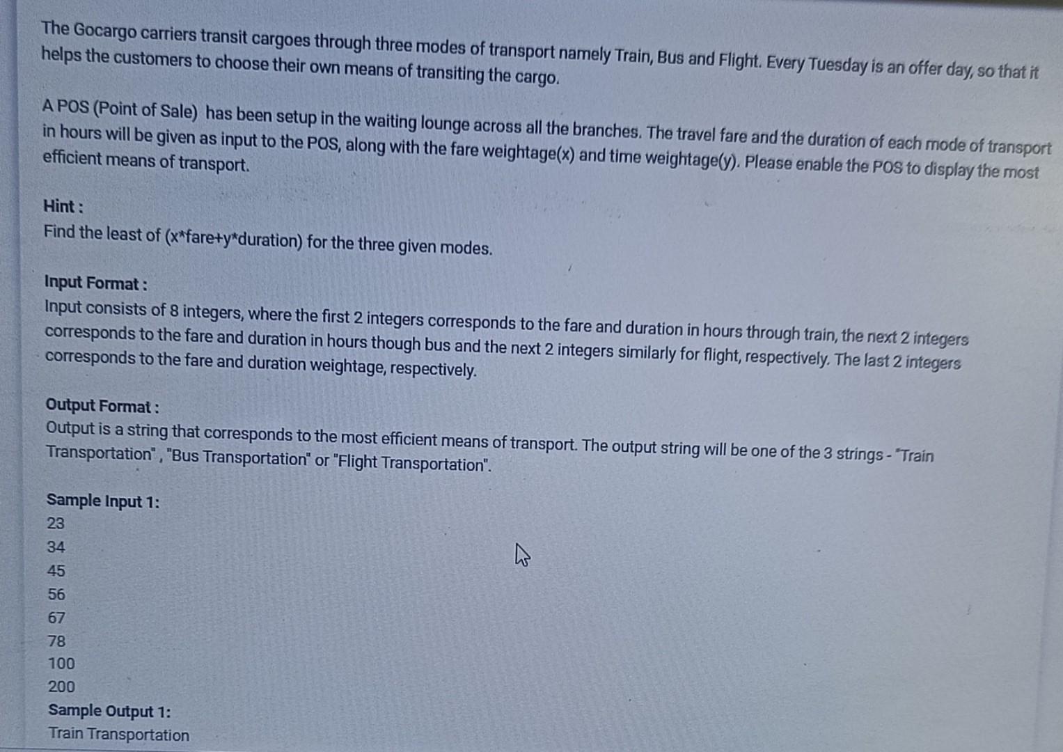 Solved The Gocargo carriers transit cargoes through three | Chegg.com