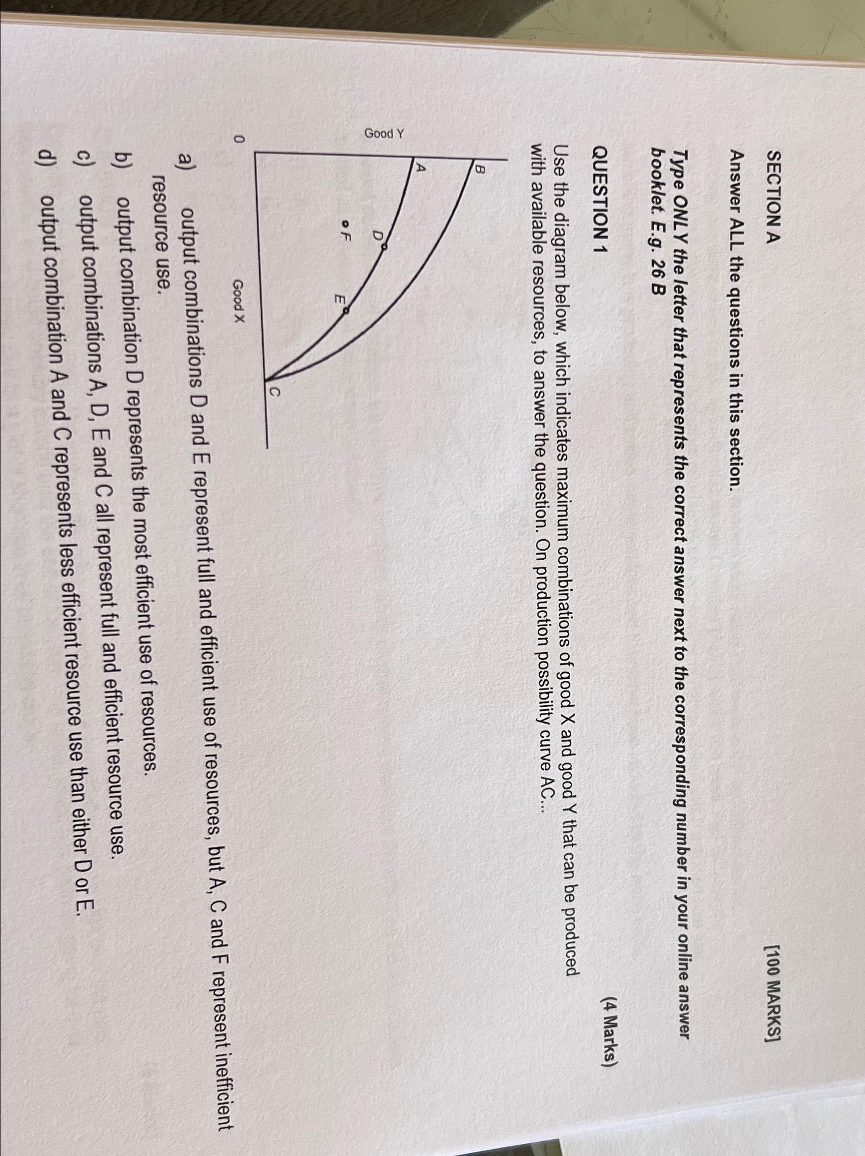 Solved SECTION A[100 ﻿MARKS]Answer ALL the questions in this | Chegg.com