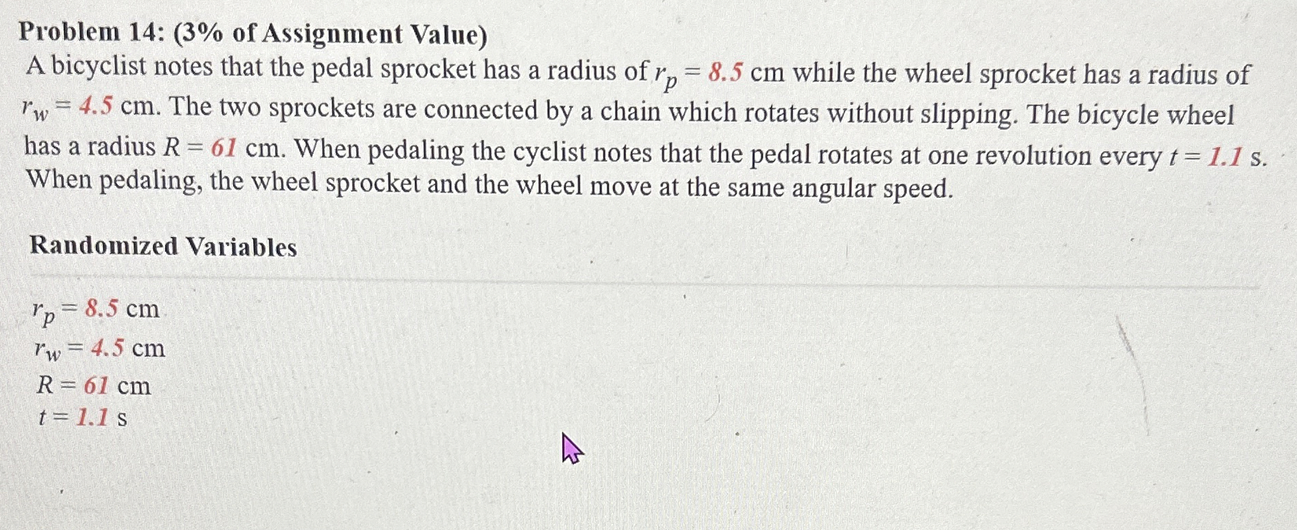 Solved Problem 14: (3% ﻿of Assignment Value)A bicyclist | Chegg.com