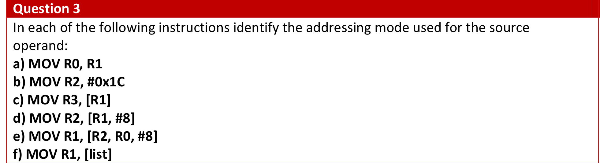 Solved Question 3In each of the following instructions | Chegg.com