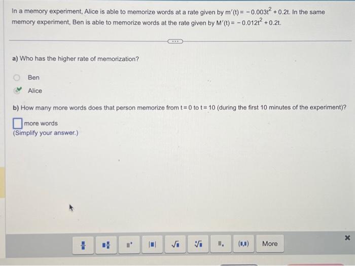 Solved In a memory experiment, Alice is able to memorize | Chegg.com