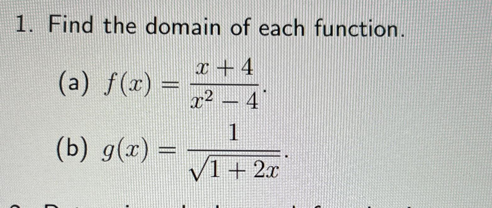 Solved Find the domain of each function.(b) g(x)=11+2x2. | Chegg.com