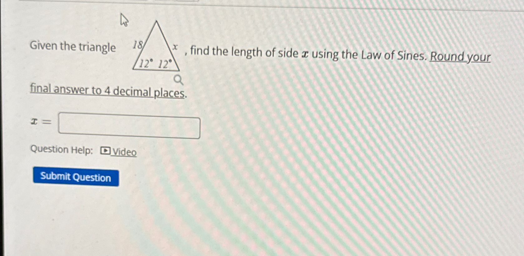 Solved Given the triangle x, ﻿find the length of side x | Chegg.com