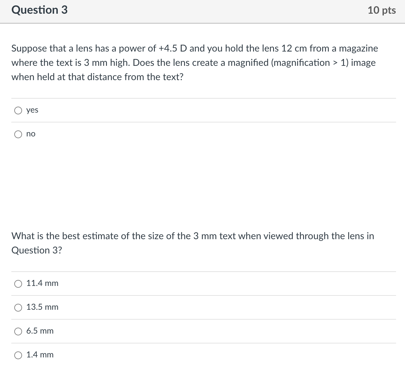 Solved Question 3Suppose that a lens has a power of +4.5D | Chegg.com
