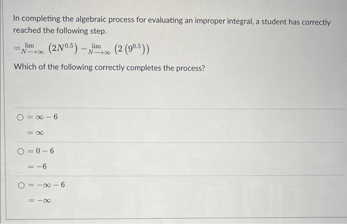 Solved In completing the algebraic process for evaluating an | Chegg.com