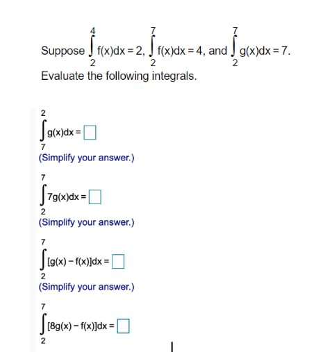 Solved Suppose ∫24f(x)dx=2,∫27f(x)dx=4, ﻿and | Chegg.com