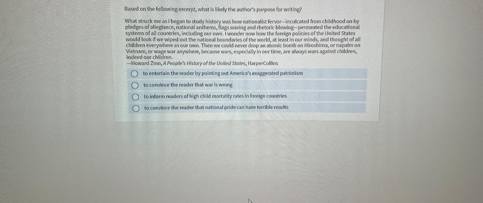 Solved Based on the following excerpt, what is likely the | Chegg.com