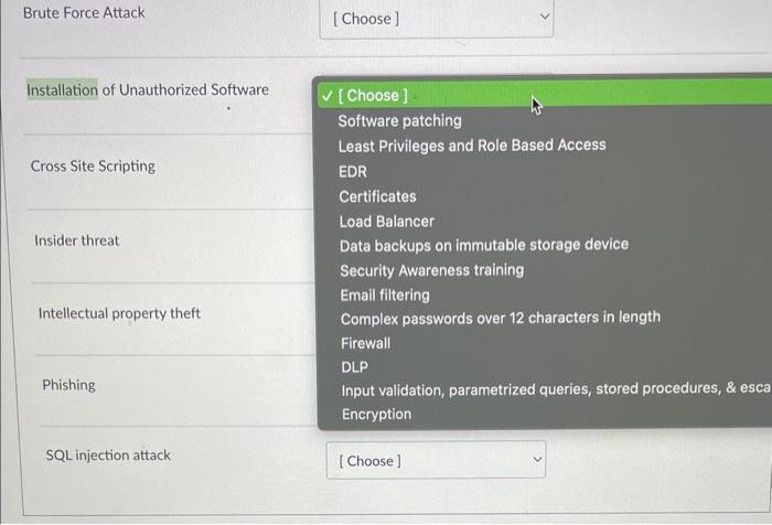 Solved Match the attack to the mitigation. Brute Force | Chegg.com