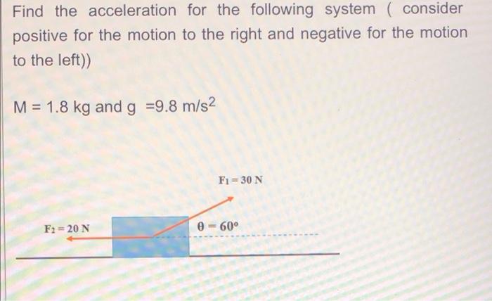 Solved Find the acceleration for the following system ( | Chegg.com