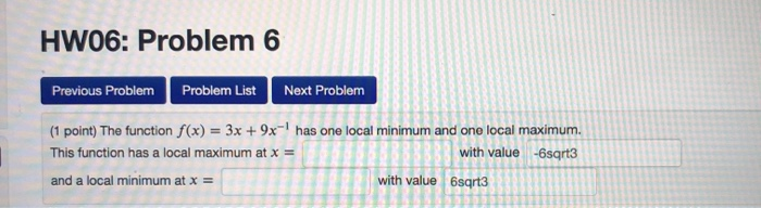 Solved HW06: Problem 6 6 Previous Problem Problem List Next | Chegg.com
