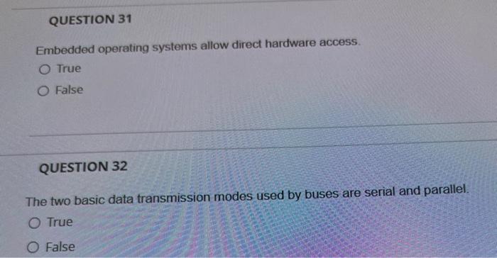 Solved Embedded operating systems allow direct hardware | Chegg.com