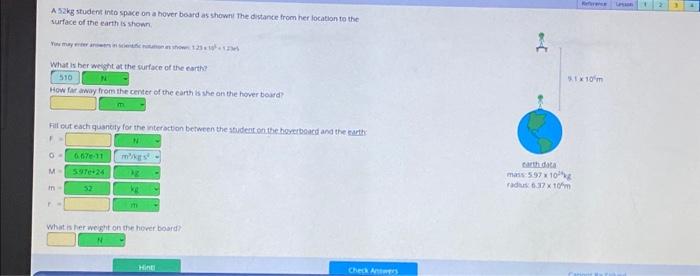 Solved A 52kg student into space on a hover board as shown! | Chegg.com