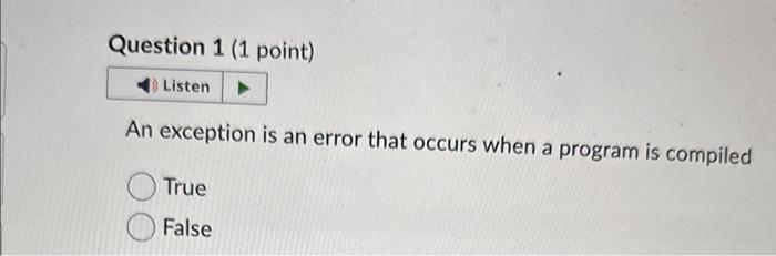 Solved An Exception Is An Error That Occurs When A Program 9461