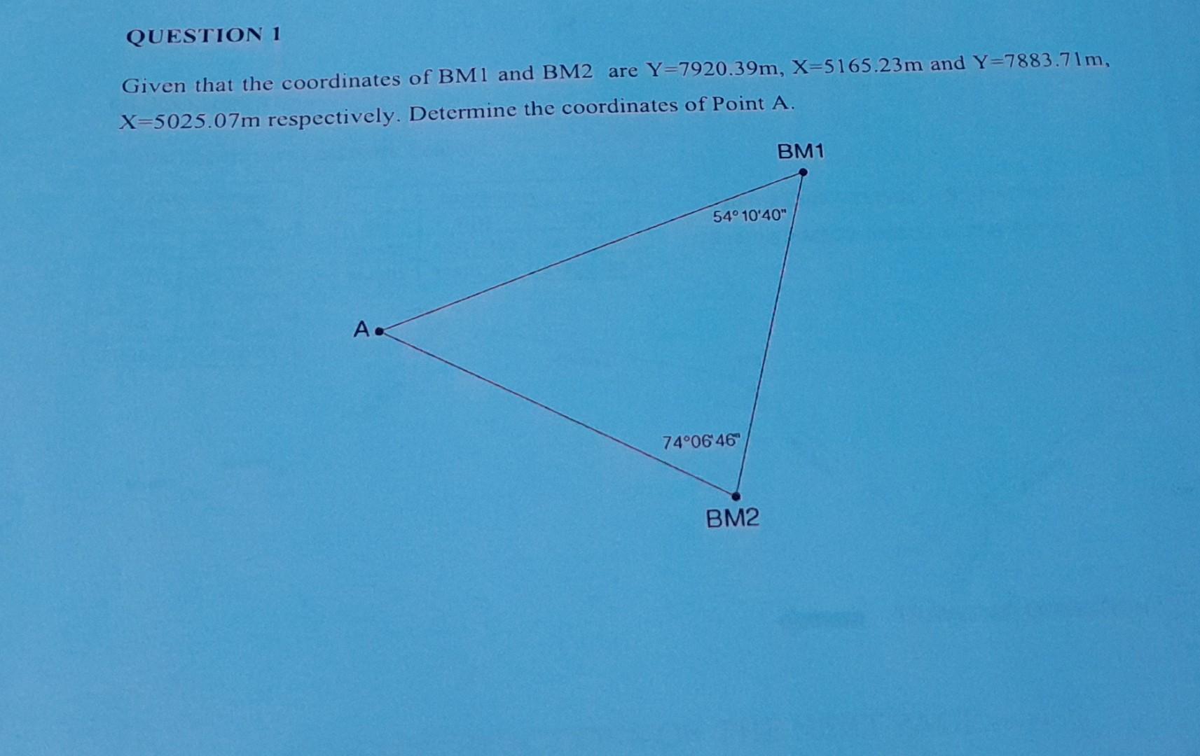 Solved Given that the coordinates of BM1 and BM2 are | Chegg.com