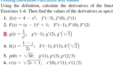 Solved Using the definition, calculate the derivatives of | Chegg.com