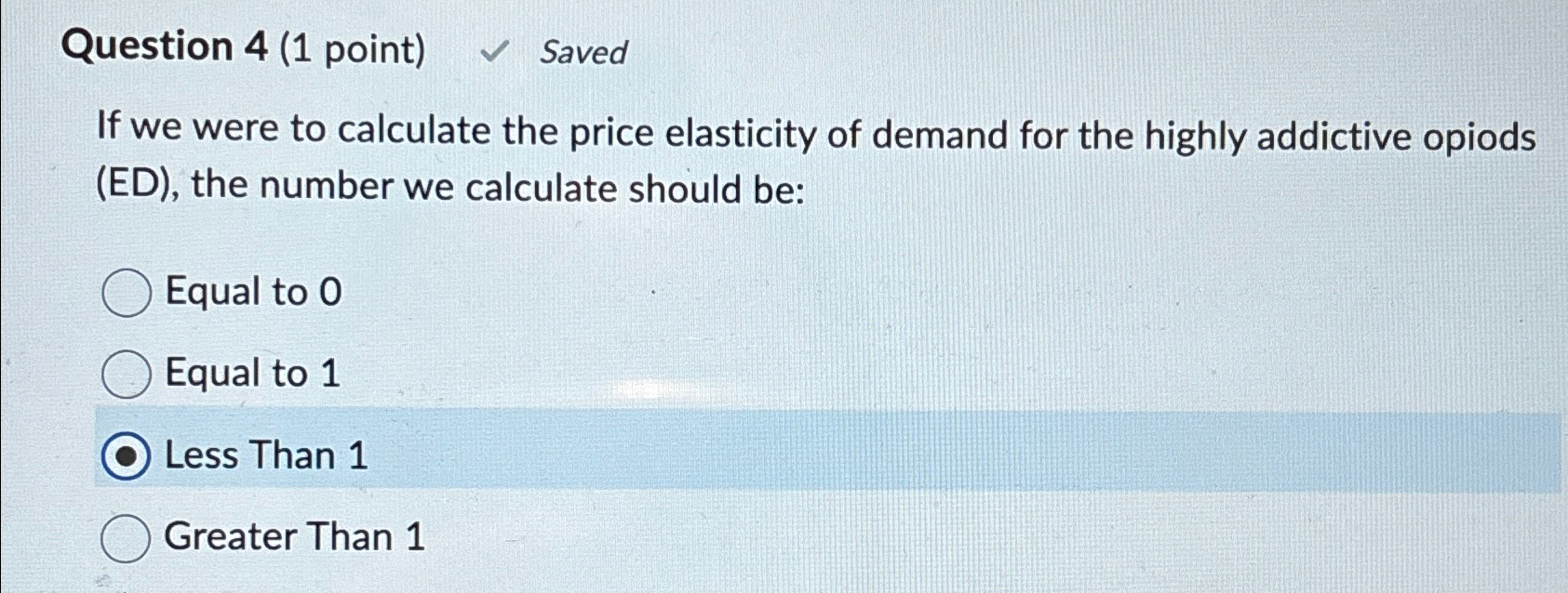 Solved Question 4 (1 ﻿point) ﻿SavedIf we were to calculate | Chegg.com