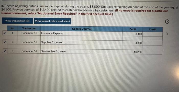 Solved record adjusting entries. Insurance expired during | Chegg.com