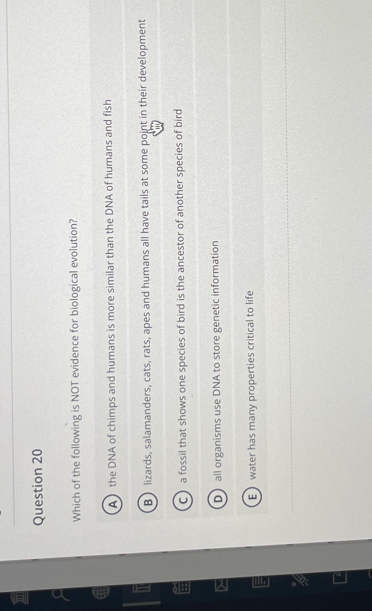 Solved Question 20Which of the following is NOT evidence for | Chegg.com