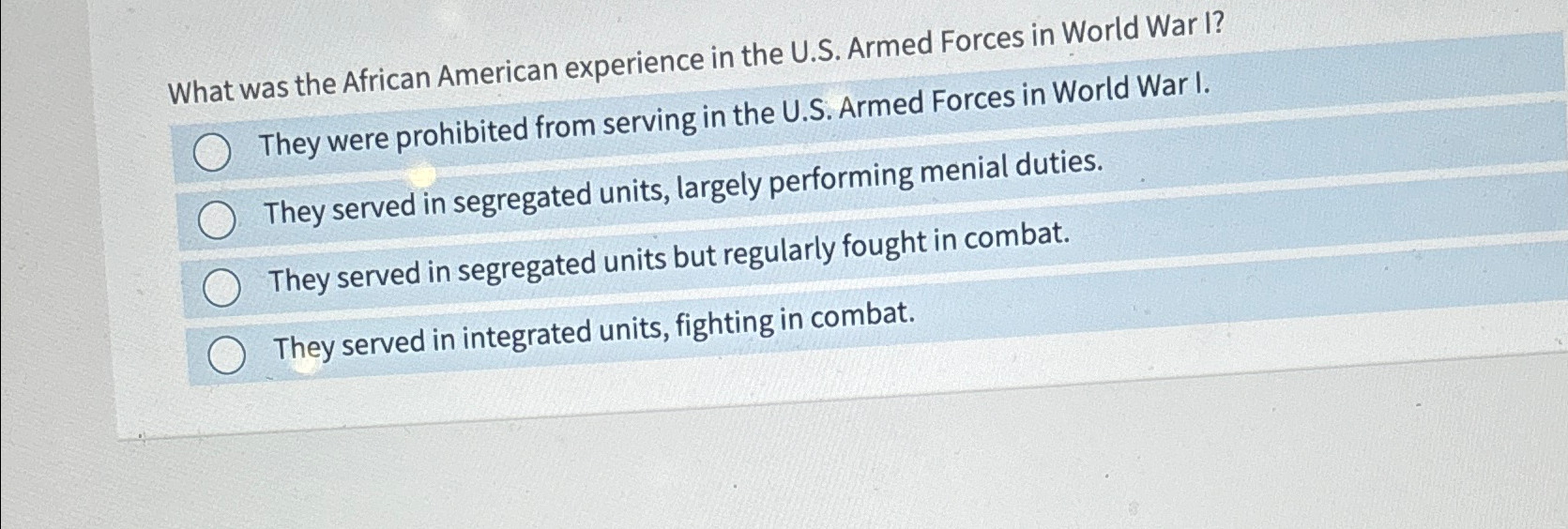 Solved What was the African American experience in the U.S. | Chegg.com
