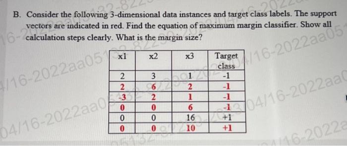 Solved B. Consider the following 3-dimensional data | Chegg.com