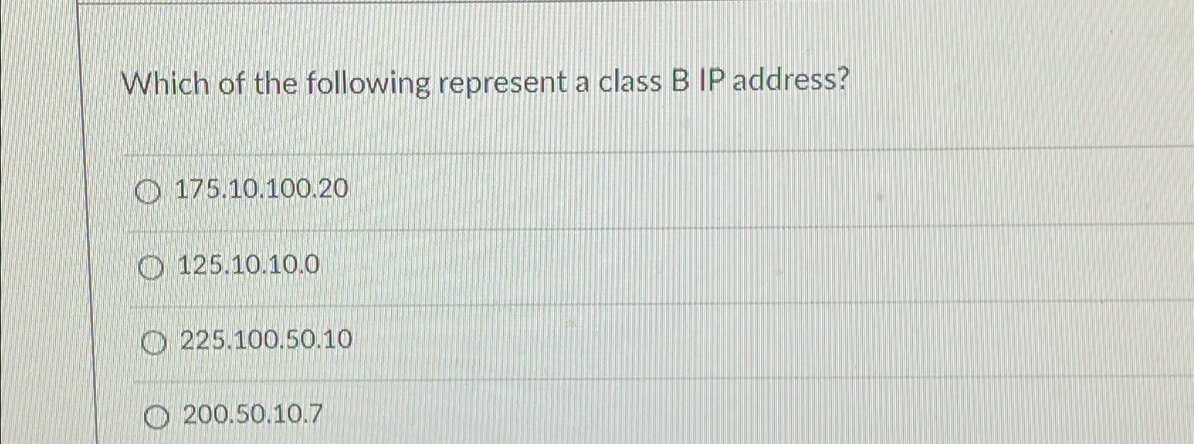 Solved Which of the following represent a class B IP | Chegg.com