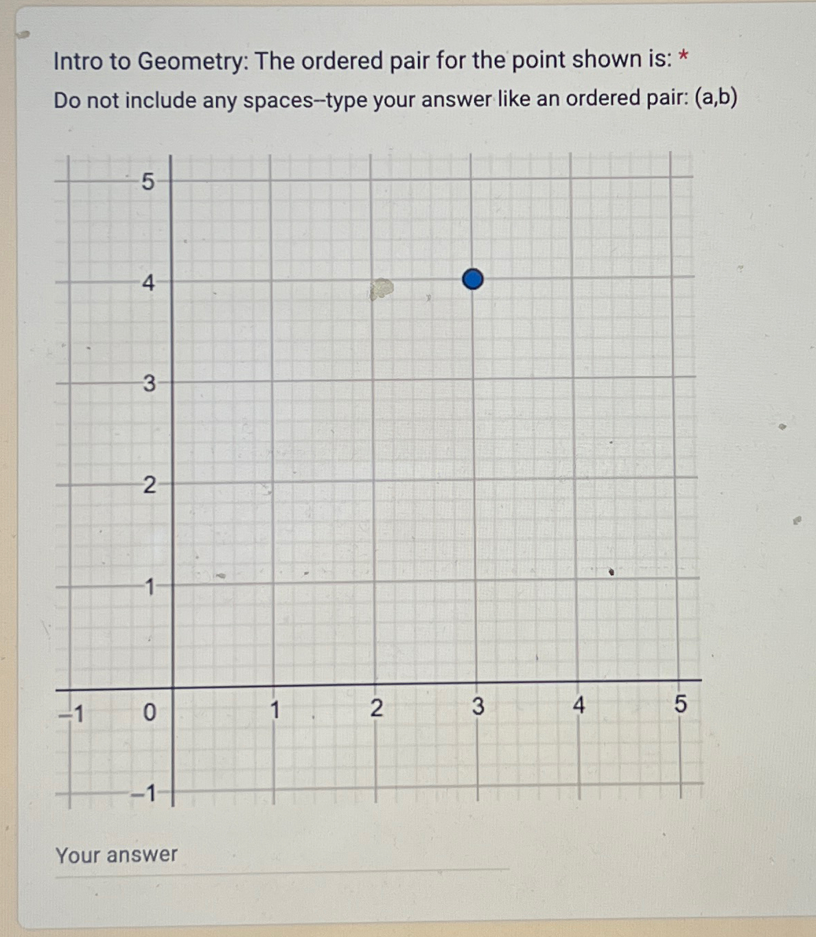 Solved Intro to Geometry: The ordered pair for the point | Chegg.com