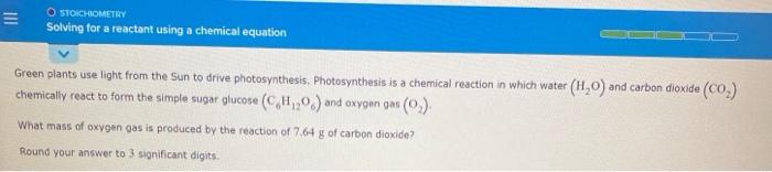 Solved Ostoichiometry Solving For A Reactant Using A 0687