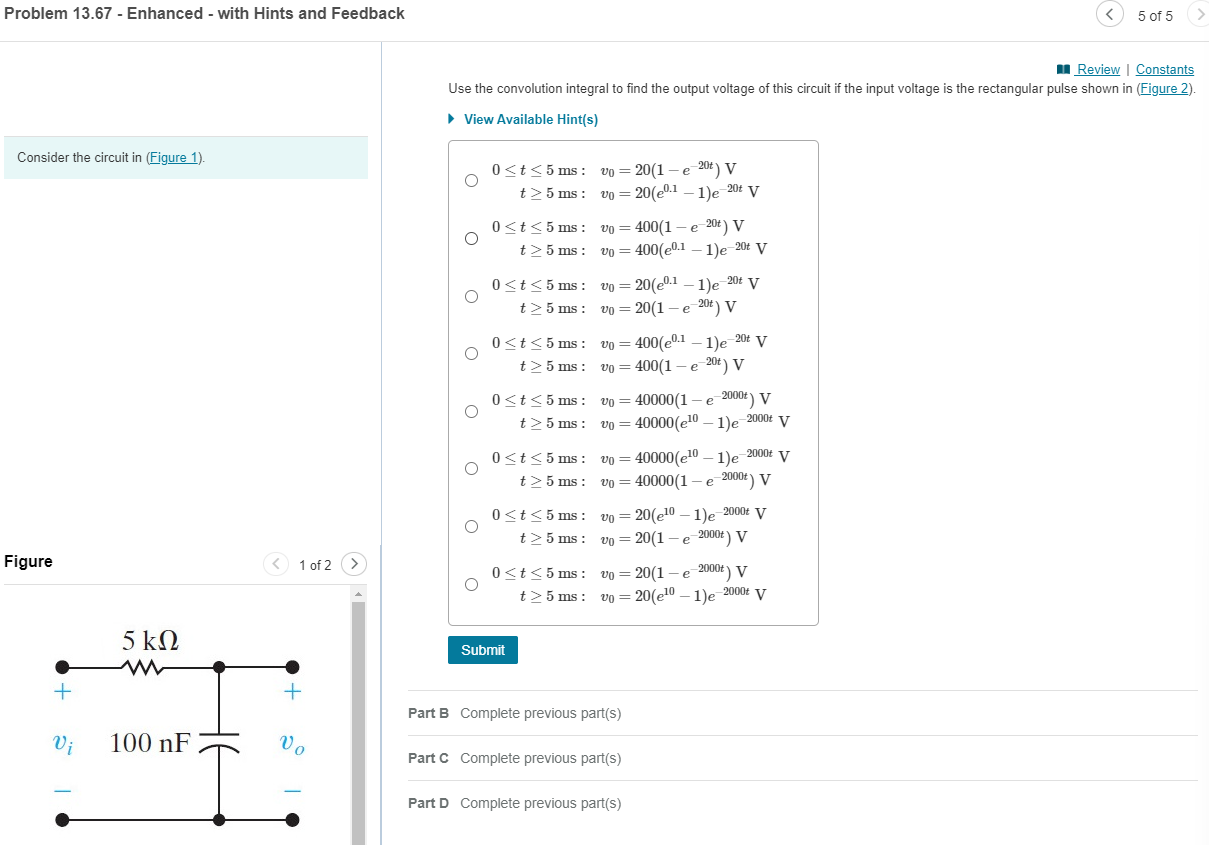 Use the convolution integral to find the output | Chegg.com