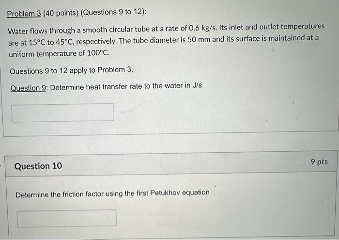 Solved Problem 3 (40 points) (Questions 9 to 12 ): Water | Chegg.com