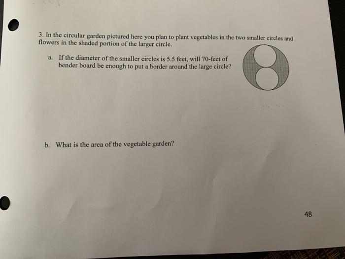 Solved 3. In the circular garden pictured here you plan to | Chegg.com