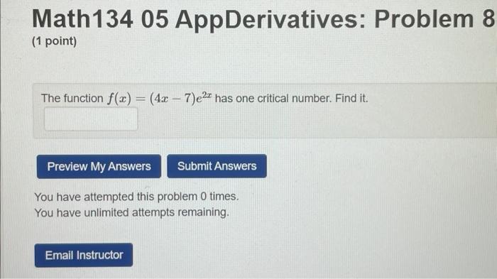 Solved Math134 05 AppDerivatives: Problem 8 (1 point) The | Chegg.com