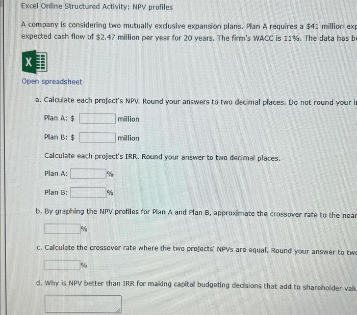 tideditaExcel Online Structured Activity: NPV | Chegg.com