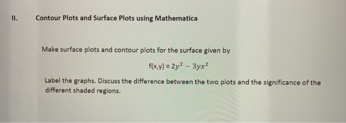 Solved II. Contour Plots and Surface Plots using Mathematica | Chegg.com