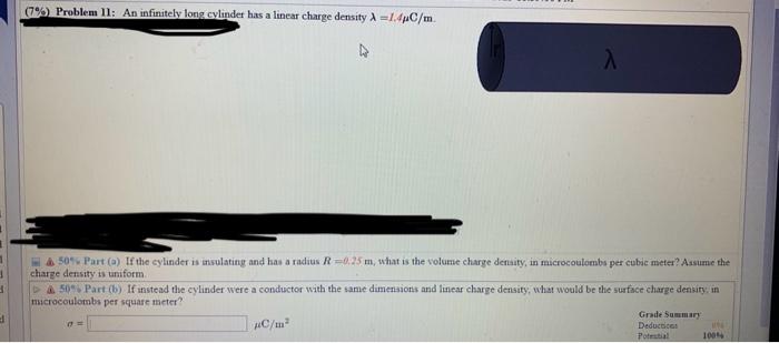 Solved (7\%) Problem 11: An infinitely long cylinder has a | Chegg.com