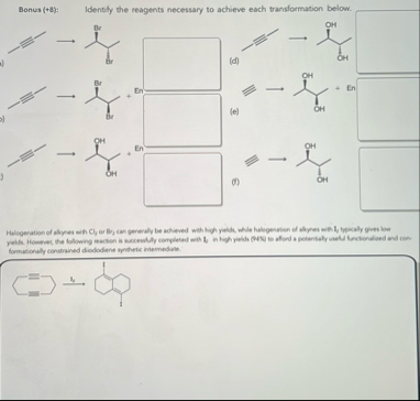 Bonus ( 8): Identify the reagents necessary to | Chegg.com