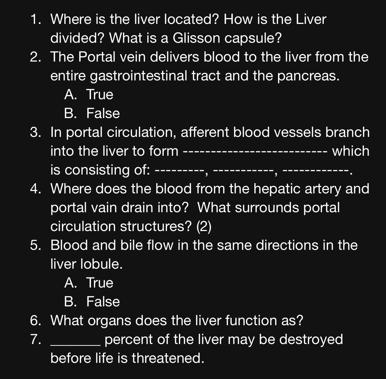 Solved Where is the liver located? How is the Liver divided? | Chegg.com