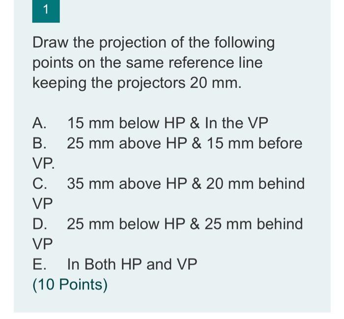 Solved 1 Draw the projection of the following points on the | Chegg.com