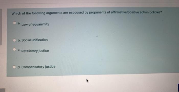 Solved Which of the following arguments are espoused by | Chegg.com