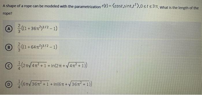 Solved A shape of a rope can be modeled with the | Chegg.com