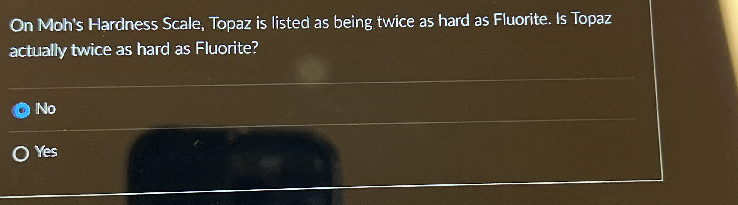 Solved On Moh's Hardness Scale, Topaz is listed as being | Chegg.com