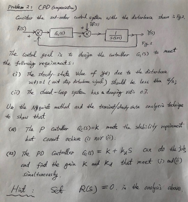 Solved Wis) Fig2 Problem 2: CPD Compensation) Consider the | Chegg.com