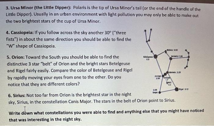 Solved To find a constellation in the sky using the Star | Chegg.com