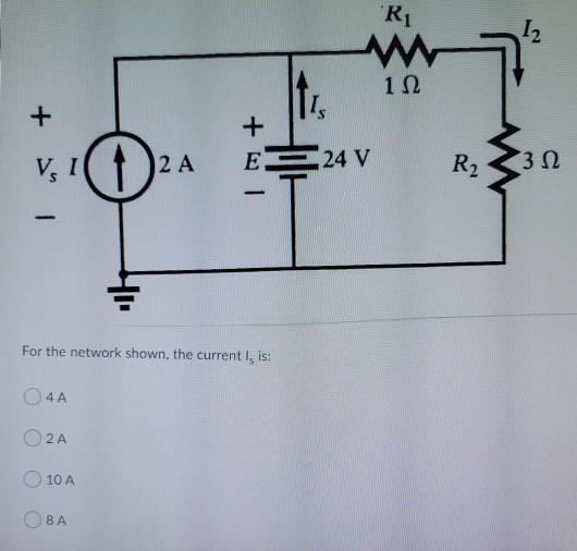 Solved 'R1 112 + + VI 2 A E 24 V R2 312 - For the network | Chegg.com