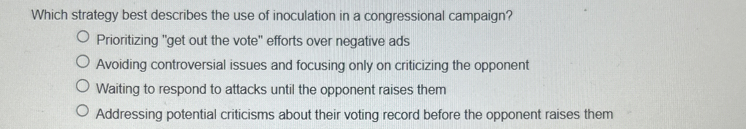 Solved Which strategy best describes the use of inoculation | Chegg.com