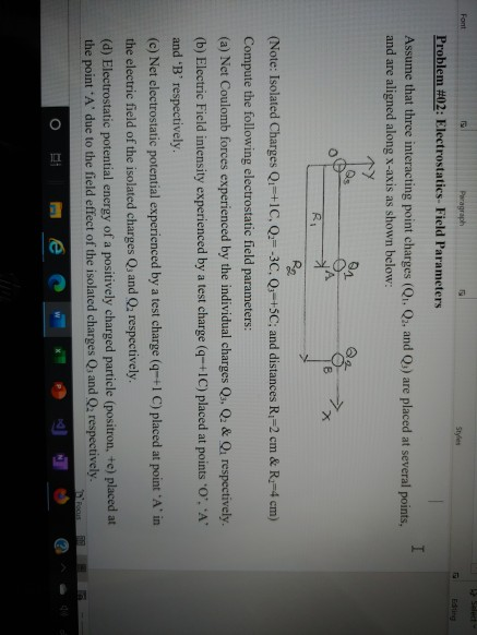 Solved Font F Styles Paragraph Problem #02: Electrostatics - | Chegg.com