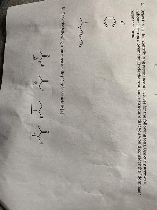 Solved 5. Draw three other contributing resonance structures | Chegg.com