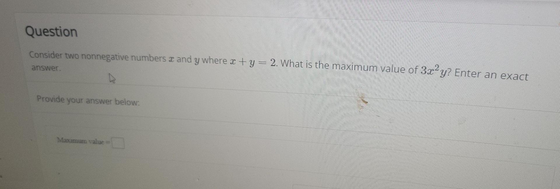 Solved Question Consider two nonnegative numbers a and y | Chegg.com