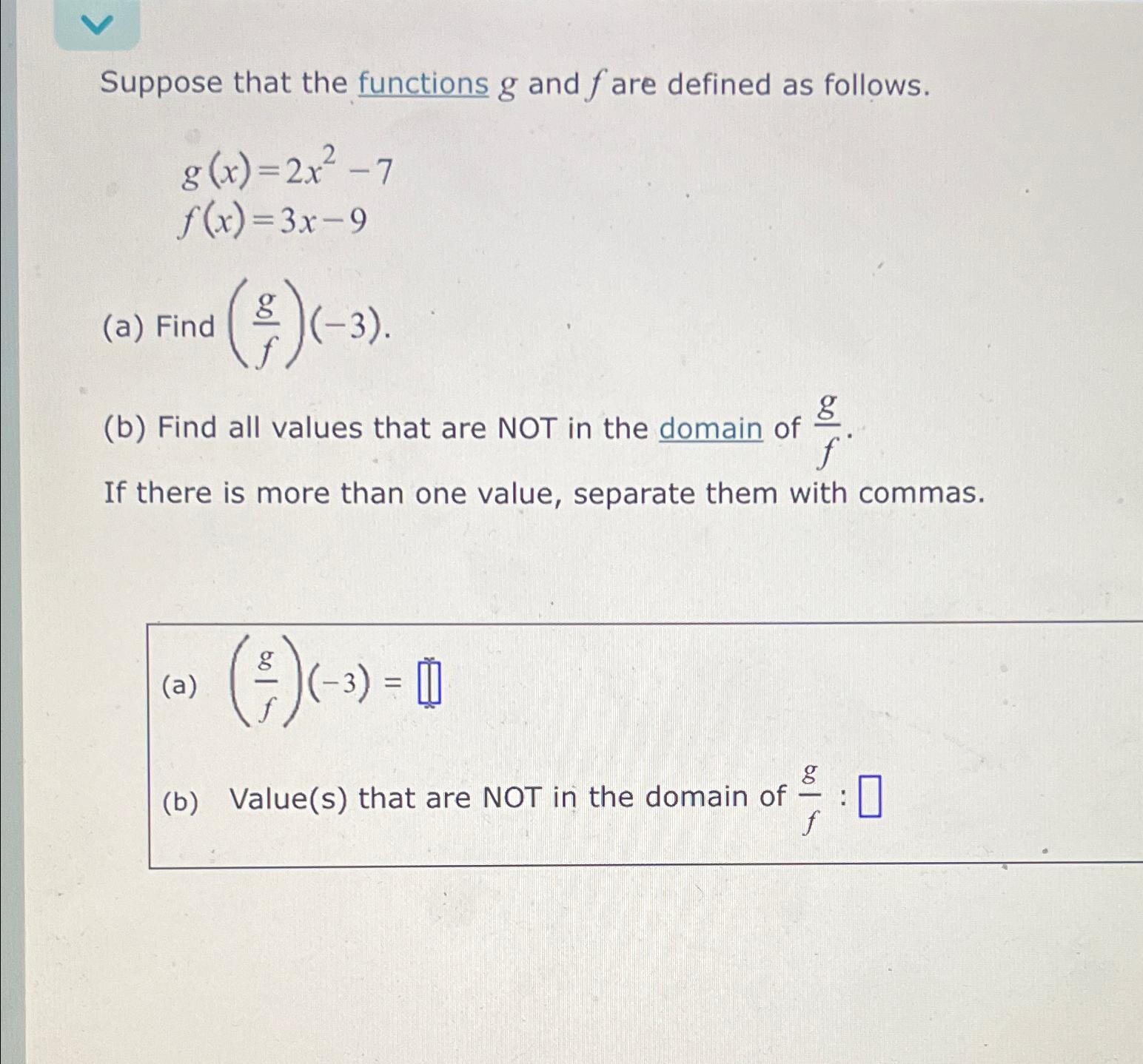 Solved Suppose that the functions g ﻿and f ﻿are defined as | Chegg.com