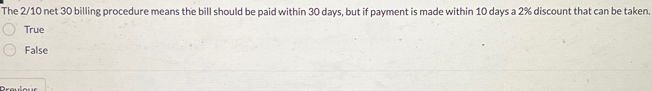 Solved The 210 ﻿net 30 ﻿billing procedure means the bill | Chegg.com
